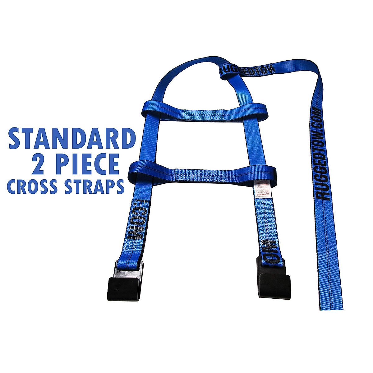RuggedTow 2X USA Car Basket Straps Adjustable Tow Dolly DEMCO Wheel Net Set Flat Hook Standard Wheels Fits (14-20 Inches, Blue) Domestic