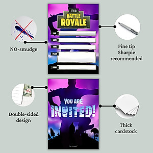 Hat Acrobat 20 Birthday Invitations for Boys with Envelopes and Thank You Cards - Game On Birthday Party Supplies (Purple)