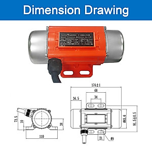 XINJIAHONG Concrete Vibrator 30W Vibration Motor Single Phase AC 110V 3600rpm Vibrating Tool For Silo Hopper Shaking Table