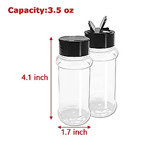 16 Pcs Plastic Spice Jars 3.5oz/100ml,Empty Seasoning Storage Containers,Clear Reusable Shaker Bottles with Black Cap for Spice,Pepper,Herbs