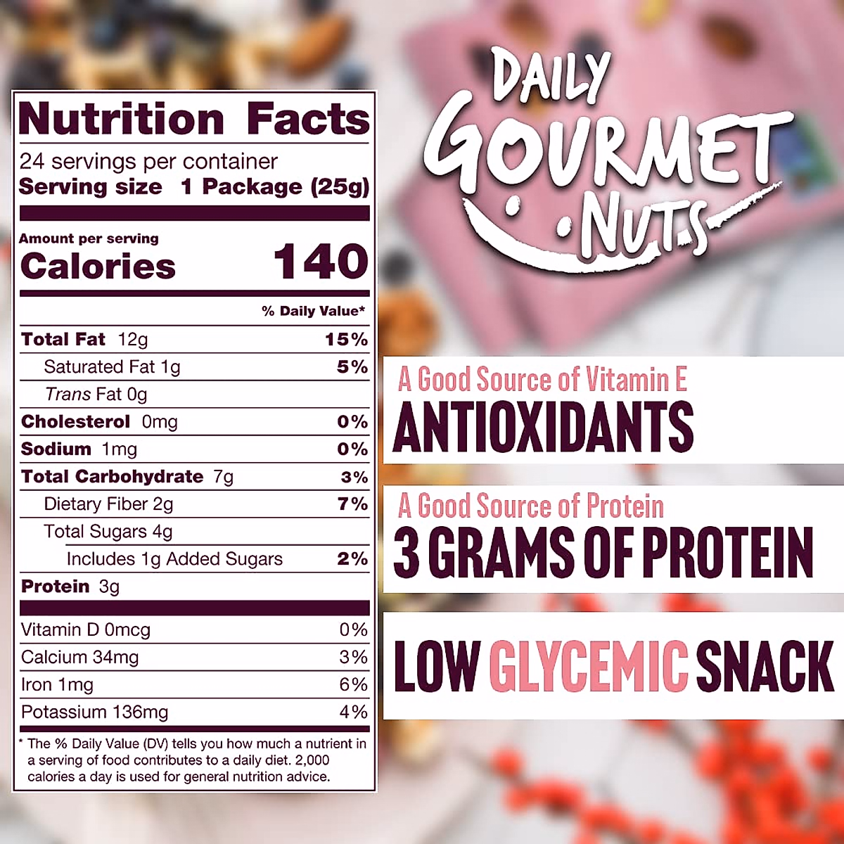 Daily Gourmet Nuts - Unsalted Mixed Nuts Snack Packs/Individually Wrapped Snacks/Nut Snacks/No Peanuts/Healthy Trail Mix Individual Packs/Deluxe Assorted Snacks