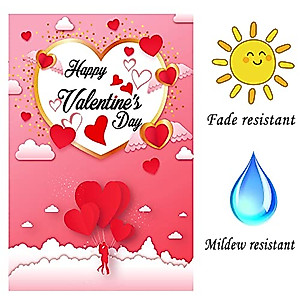 Valentine Flag, Double Sided Valentine's Day Flag Love Combination Valentine Garden Flag 12 x 18 Inch Valentine House Flags for Valentine's Day Decoration