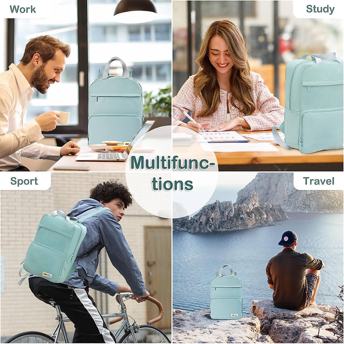 BPKH Carry on Backpack, Travel Hiking Backpack Expandable Airplane Approved Weekender Bag for Men Women, Lightweight Packable Daypack for Flight College Workplace 20L Gym Bag Sports Rucksack