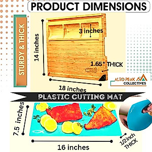 ALTO-PEAK COLLECTIVES–100%Extra-Large Bamboo Wood Prep Cutting Board for Kitchen-4 Plastic Flexi Mats–Beautiful Wooden Charcuterie boards w/handles & 3 deep-compartments-Chopping Board-cell/iPad stand