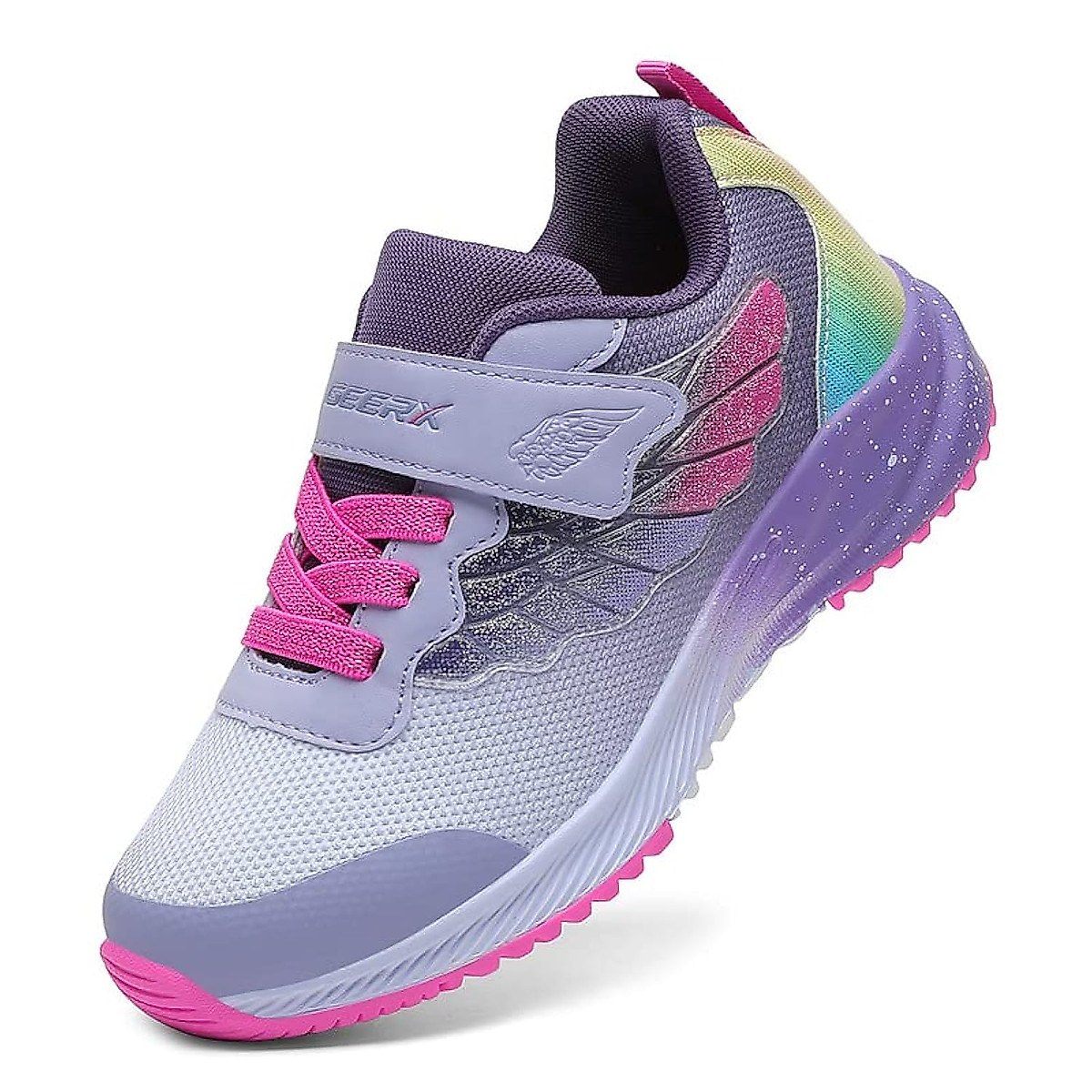 GEERX Joy Kids Sneakers Girls Toddler Little Kid Athletic Lightweight Running Training Tennis Shoes Lavender Pink Size 2