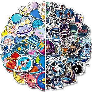LZBRDY 100 Pieces/Set, Astronaut Alien Rocket Planet Stickers for Scrapbooking, Cards, Laptop, Suitcase, Diary, Notebooks, Album, Journals, Kids DIY Crafts