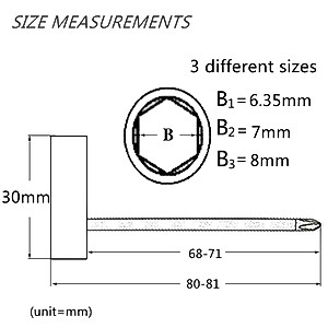 3 Size Guitar Truss Rod Wrench Guitar Neck Box Repair Adjustment Wrench with Cross Screwdriver 6.35mm 7mm 8mm(Black)