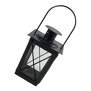 Homyl Metal Lantern Garden Lantern Wind Light Lantern Candle Holder Home Garden - Black, 6.69inch Height