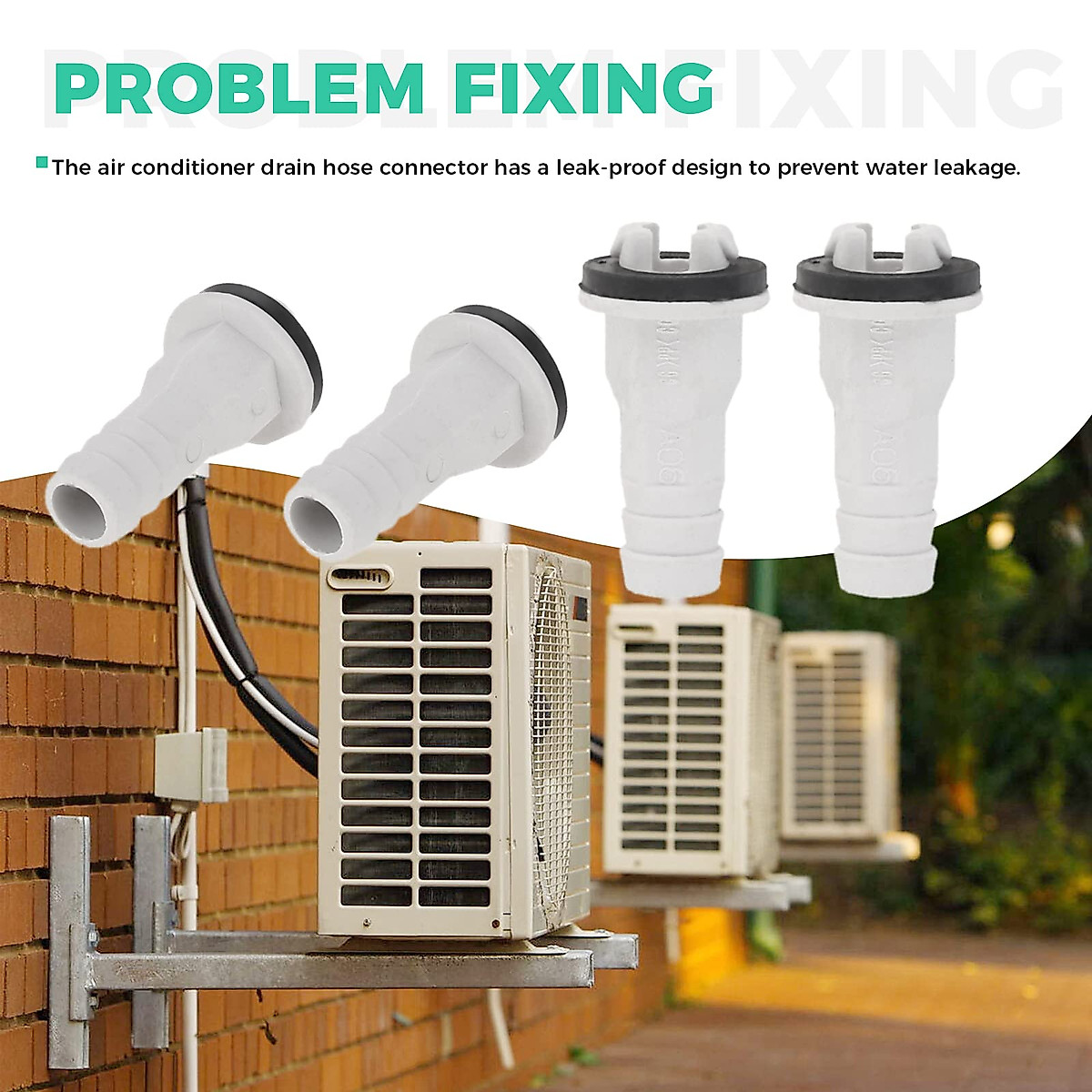 4Pcs 0.6 Inch 15mm Air Conditioner Drain Hose Connector Straight Fitting Window AC Drain Adapter with Rubber Ring