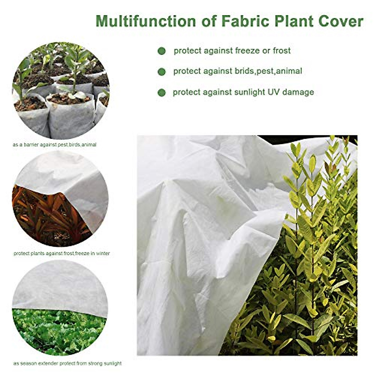 KHBNHJ Weed Barrier or Plant Covers Freeze Protection, Garden Landscape Fabric Heavy Duty Ground Cover,Premium Control Weed Block Garden Mat for Gardens(4.9x26.2FT), 210201YF28-2-10419-1557554701