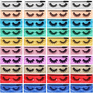 Leelosp 80 Boxes Bulk Mink Lashes 10 Styles Wholesale False Fluffy Eyelashes Volume Lashes 12-20 mm Fake Lashes with 80 Lash Brush Mixed Natural Look 3D Lash