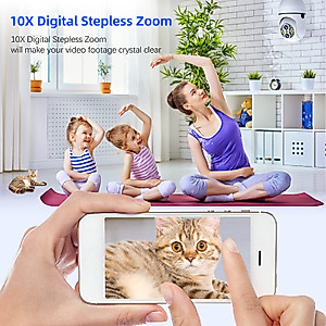 2PCS Upgrade 10x Hybrid Zoom Bul B Camera, 2MP PTZ Wireless Security Camera Outdoor Dual Lens Dome Surveillance Camera 2.4G WiFi Security Camera, Auto Tracking, Color Night Vision, 2-Way Audio