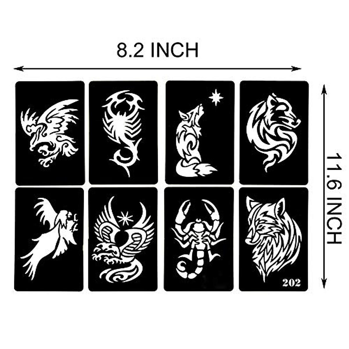 Kotbs 4 Sheets Temporary Tattoo Stencils, 32pcs Animal Patterns Henna Tattoo Stencil Kit Temporary Glitter Airbrush Tattoo Stencils Arabian Tattoo Stickers for Face Body Paint Art
