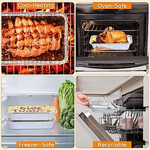 Thanksgiving Leftover Containers with Lids - 42 PCS Thanksgiving Foil Take Home Containers Party Supplies, Disposable To Go Food Containers for Treat Exchange & Party Leftovers, 8.2”x5.5”x1.97"