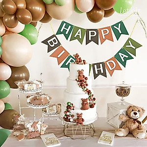 Letjolt Brown Happy Birthday Banner Birthday Party Supplies Handmade Garland Decorations Tropical Theme Football Birthday Signs Nursery Hanging Décor 13pcs