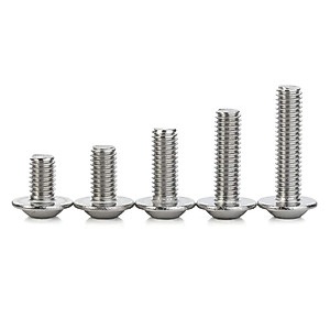 M6 x 10mm 12mm 16mm 20mm 25mm Flanged Button Head Socket Cap Screws, 304 Stainless Steel 18-8, Bright Finish, Fully Threaded, 50 PCS