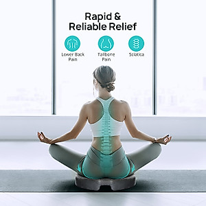 Evajoy Seat Cushion for Office Chair, Memory Foam Cushion with Ergonomic Design, Carrying Handle, Non-Slip Butt Pillow for Lower Back, Coccyx, Sciatica, Tailbone Pain Relief