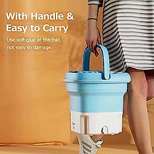 Matybobe Portable Washing Machine, Foldable Mini Washer with Forward and Reverse Pulsator Elution Dual Purpose, for Baby Clothes, Underwear or Small Items, Apartment Dorm, Camping, Travelling, Blue