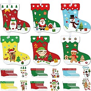 48 Pcs Christmas Craft Kits for Kids Christmas Stockings Christmas Tree Stockings Ornaments Kit Make Your Own Christmas Craft DIY Stockings Cutouts for Holiday Farmhouse Decor Handcraft Supplies