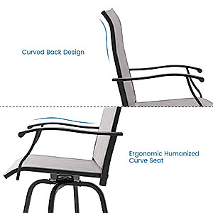 Timechee Set of 6 Outdoor Swivel Bar Stools, Height Patio Chairs Patio Bistro Stools, All Weather Patio Bar Set for Bistro Lawn, Garden, Backyard (6, Grayish Brown)