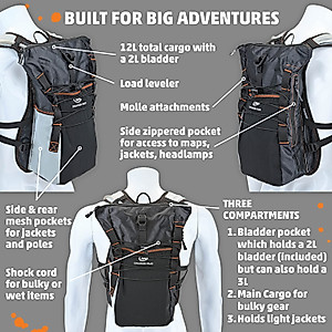 M Orange Mud Adventure Pack 12L, Black 3.0, with TPH
