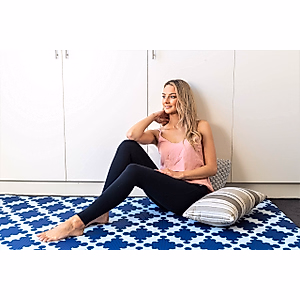 Cushmat Stylish Reversible Foam Play Mat (Large, Luxe Lite - Royal Blue Star) - Soft, Waterproof, Durable Play mat for Infants, Babies, Toddler, Kids & Grownup - 6.5ft x 4.5ft