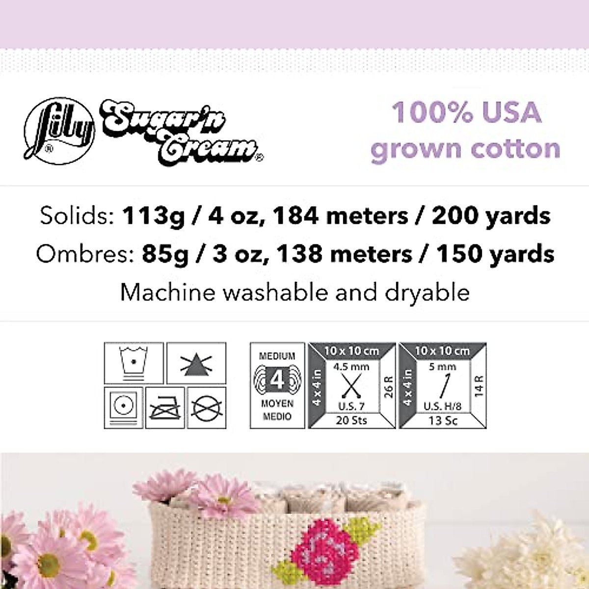 Lily Sugar'N Cream Super Size Hippi Yarn - 6 Pack of 85g/3oz - Cotton - 4 Medium (Worsted) - 150 Yards - Knitting/Crochet