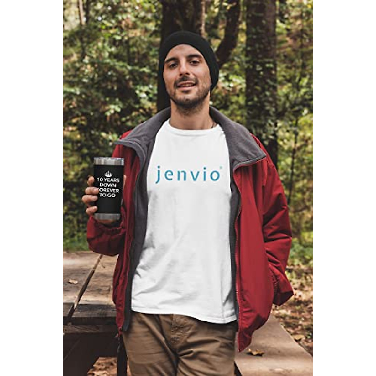 JENVIO 10 Year Anniversary for Him | 20oz Steel Travel Tumbler/Mug for Coffee or Cold Drinks | 10th tenth best Wedding Cup Gifts for Men Her Woman Work Husband Idea