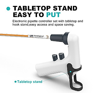 JOANLAB Lab Electric Pipette Controller with Standing Stand Digital Automatic Pipettor Motorized Pipette Filler for Biology Chemical