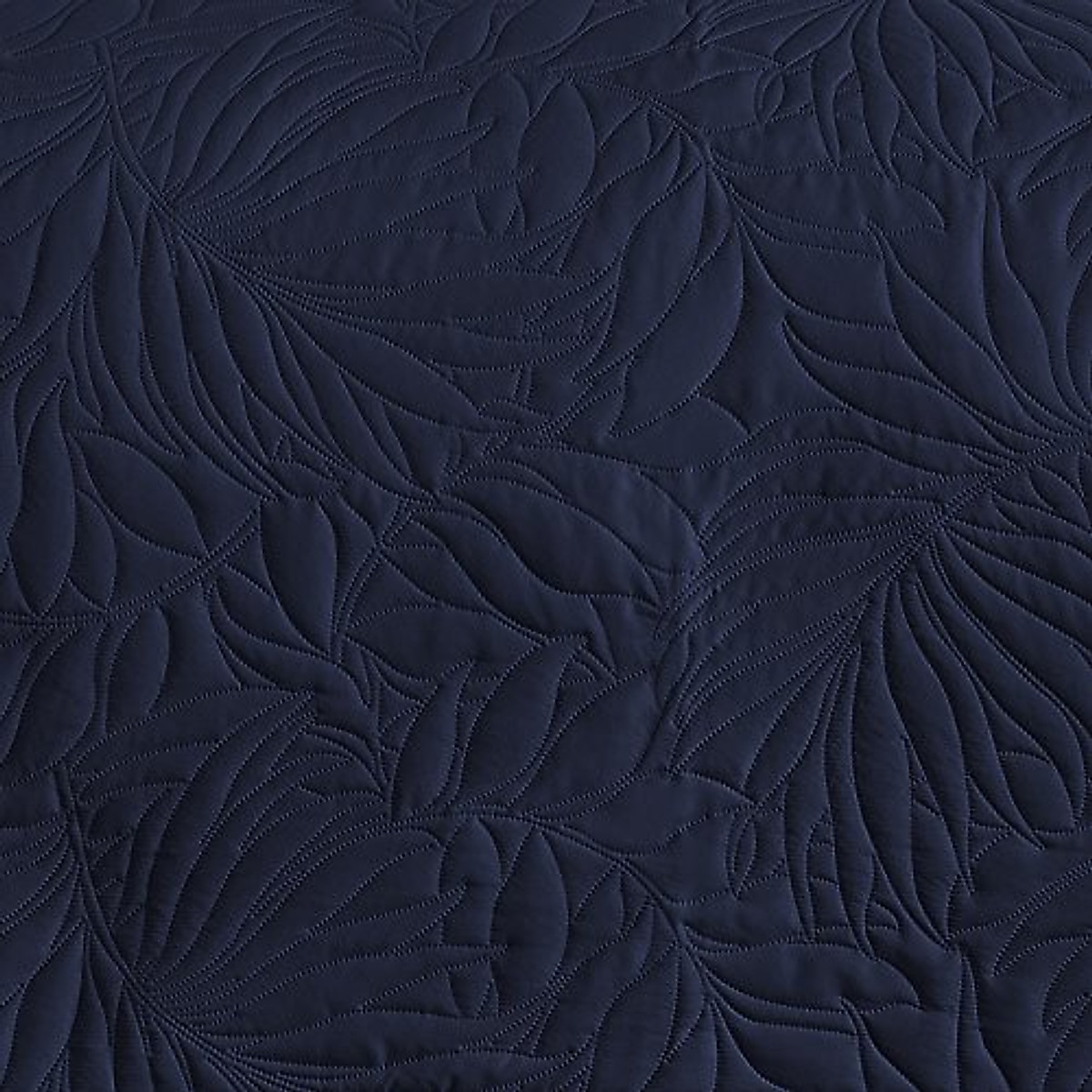 Comfy Bedding Extra Lightweight and Oversized Thermal Pressing Leafage 3-Piece Coverlet Set (Full/Queen, Navy Blue)