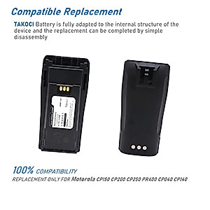 (2Pack) TAKOCI Replacement Battery for Motorola CP200 CP200XLS CP200D CP150 CP140 CP160 CP170 CP180 NNTN4496 A AR NTN4497 AR 2680mAh/7.4V