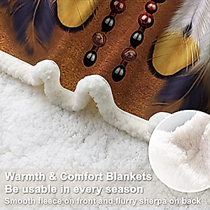 Sleepwish Wolf Blanket Native American Blankets Wolf Fleece Blanket Kids Wolf Blanket Soft Thick Dream Catcher Design Throw Blanket Brown Plush Wolf Blankets for Adults Men Boys (50"x60")