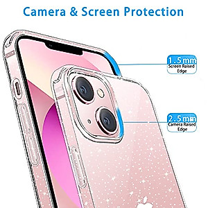 JJGoo Compatible with iPhone 13 Case, Clear Glitter Soft TPU Shockproof Protective Bumper Cover, Sparkle Bling Sparkly Cute Slim Women Girls Phone Case for iPhone 13, 6.1inch