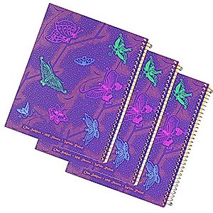 Left-Handed Wide Ruled notebook With Butterfly Design, Set of 3