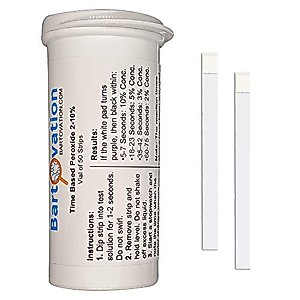 Very High Level Hydrogen Peroxide H2O2 Test Strips, 2-10%, Time Based Test [Vial of 50 Strips]
