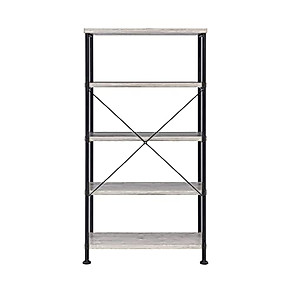 Coaster Furniture Analiese Rustic Industrial 4 Shelf Bookcase Bookshelf Etagere Composite Wood Shelves Metal Frame Gray Driftwood Black 801546