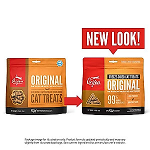 ORIJEN Freeze Dried Cat Treats, Grain Free, Natural & Raw Animal Ingredients, Original made with Free-Run Poultry & Wild-Caught Monkfish, 1.25 oz