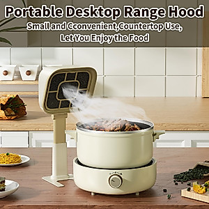 TIRYIUOU Desktop Range Hood Portable Kitchen Exhaust Fan Kitchen Vent Fan Portable Range Hood for Kitchen, Hot Pot, BBQ