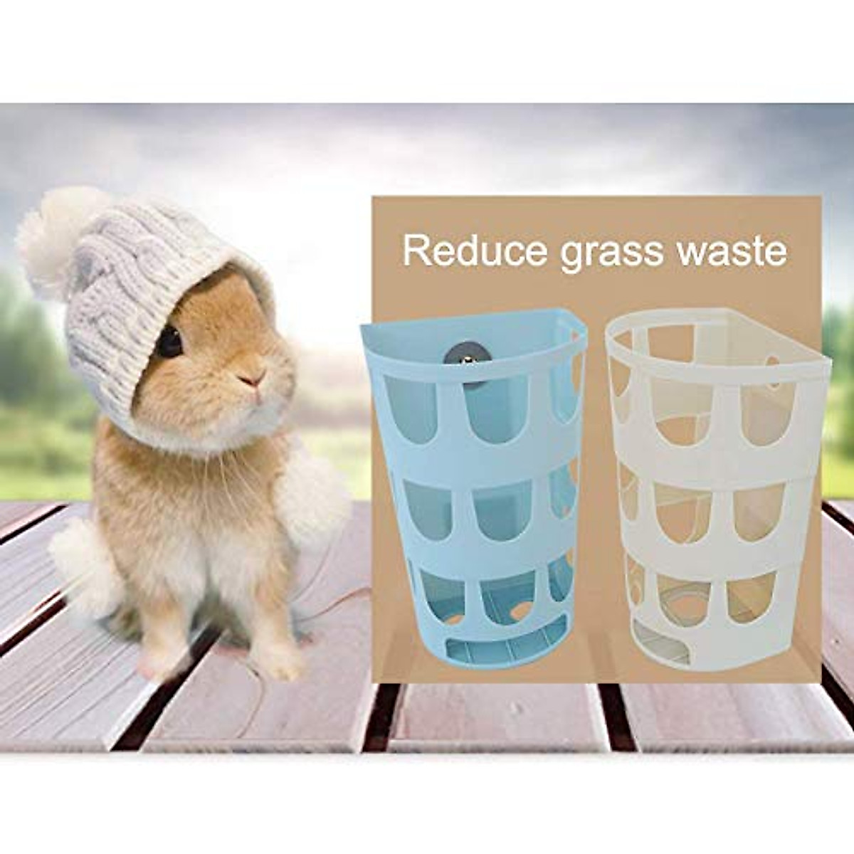 Hamiledyi Rabbit Hay Feeder，2Pcs Bunny Hanging Cage Manger Hay Holder Rack for Small Animal Chinchilla Guinea Pig Rat-（Random Color）