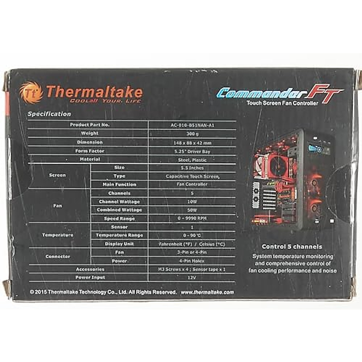 Thermaltake Commander FT Touch Screen 5 Channel Single 5.25" Bay Cooling Fan Controller AC-010-B51NAN-A1