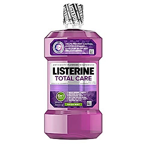 Listerine Total Care Anticavity Fluoride Mouthwash, 6 Benefit Oral Rinse Kills 99% of Bad Breath Germs, Prevents Cavities, Strengthens Enamel, ADA-Accepted, Fresh Mint, 8.5 Fl. Oz (250 mL)