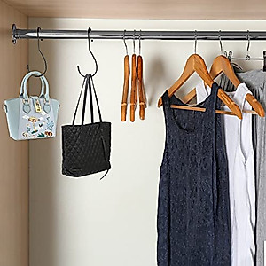 18 Pieces Purse Hanger for Closet, Unique Twist Design Bags Hanger Hooks, Black Closet Rod S Hooks, Large Size Closet Rod Hooks for Purses, Handbags, Belts, Scarves, Hats, Clothes, Hanging Bags