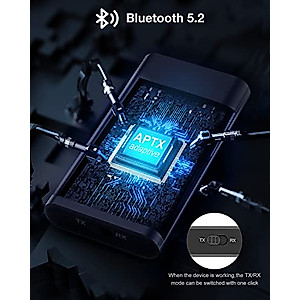 BlitzMax Bluetooth 5.2 Transmitter Receiver, 2-in-1 Bluetooth Adapter Mini Portable with 3.5mm Jack, aptx-Adaptive, Dual Link Bluetooth Audio Adapter for PC/TV/Car Sound System/Wired Speaker