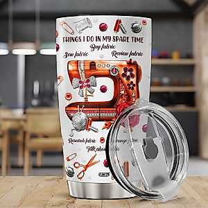 CUBICER Personalized Coffee Tumbler Sewing Jewelry Style Custom Name Cute Birthday Gifts For Women Sister Girls Friends Mom Insulated Cup Travel Mug With Lid Oz Cold Steel Cups