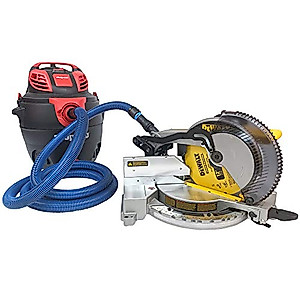 Cen-Tec Systems 95545 Antistatic Vacuum Shop Vacs with Expanded Multi-Brand Power Tool Adapter Set, 10 Ft. Hose with Protective Sleeve, Blue