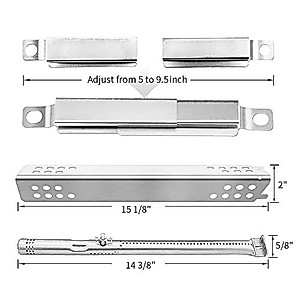 Rejekar Replacement Part for Charbroil Advantage Series 4 Burner 463240015, 463240115, 463343015, Repair Kit Stainless Grill Heat Tent Shield Plate, Pipe Burners, Adjust Carryover Tube & Ignitors