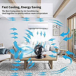 Kapoo Table Fan Air Circulator with Remote, Blade 8", 6 Speeds 4 Wind Modes, Horizontal Vertical Oscillating, Replace Floor Table Tower Fan b06, Black (GS-XXG037)
