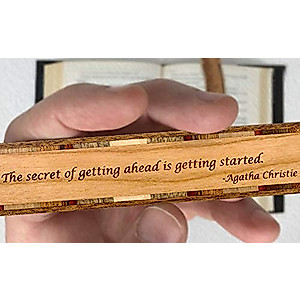 Agatha Christie Getting Ahead Quote On Handmade Wooden Bookmark - Also Available with Personalization - Made in USA