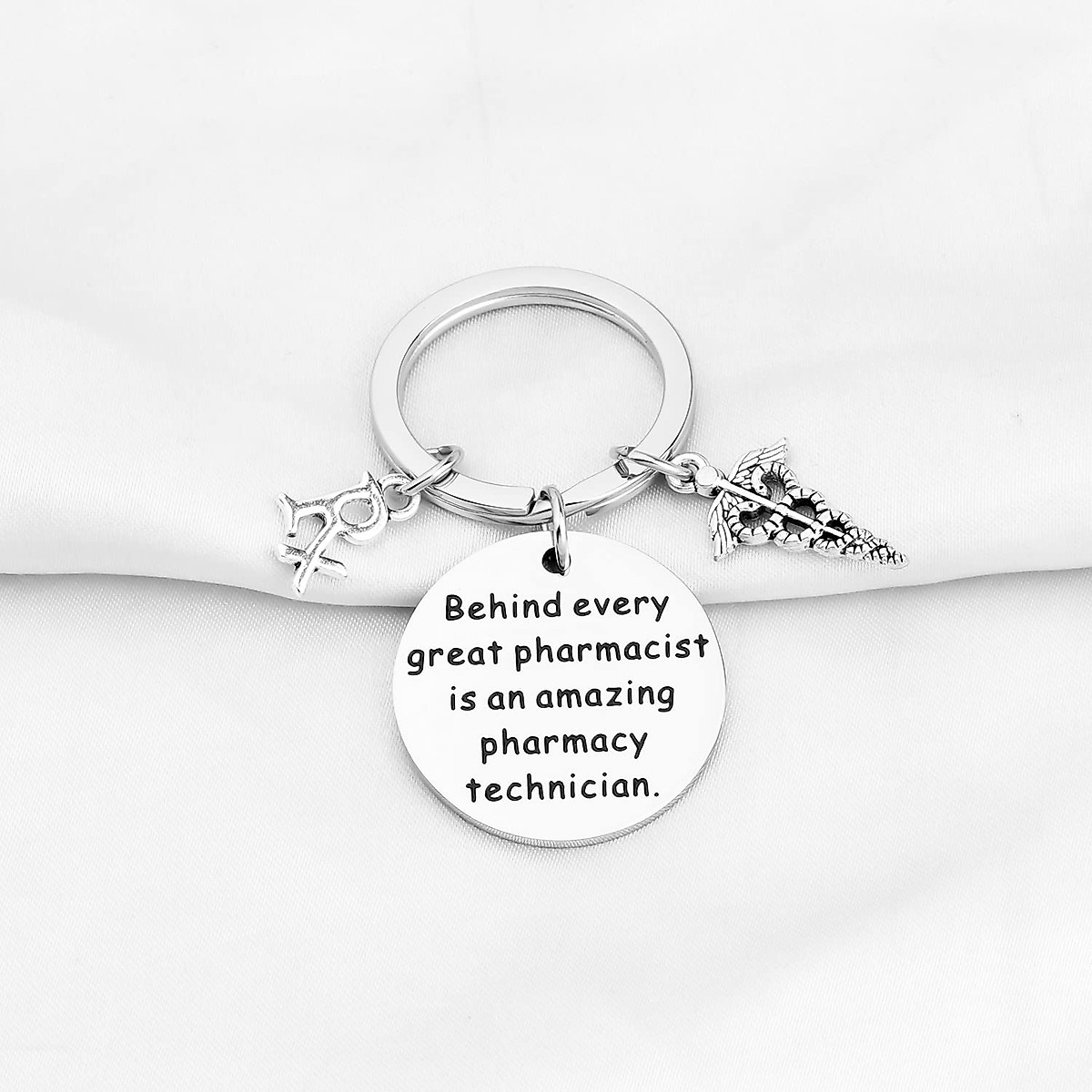 SEIRAA Pharmacy Pharmacist Gift RX Jewelry Behind Every Great Pharmacist is an Amazing Pharmacy Technician Keychain (RX Keychain)
