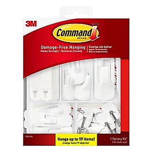 Command Variety Pack, Picture Hanging Strips, Wire Hooks and Utility Hooks, Damage Free Hanging Variety Pack for Up to 19 Items, 1 Kit